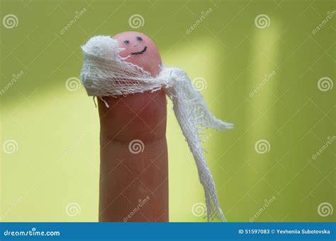 Smile Face On The Finger With Bandage Stock Image Image Of Face