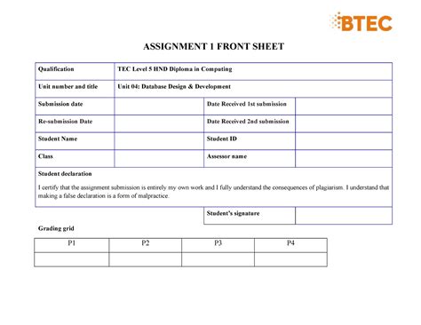 Unit 2 Assignment Frontsheet Asm1619 Edit Assignment 1 Front Sheet Qualification Tec