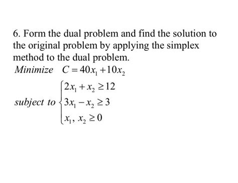 Solved Form The Dual Problem And Find The Solution To The Chegg Com