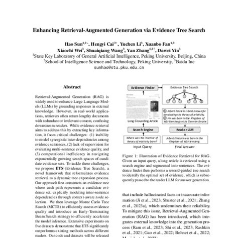 Enhancing Retrieval Augmented Generation Via Evidence Tree Search Acl