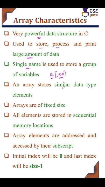 Characteristics Of An Array Csegurushorts Array Arraysinc