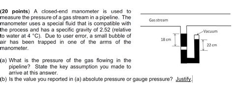 20 ﻿points ﻿a Closed End Manometer Is Used To