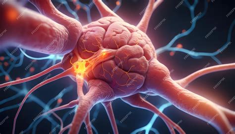 Premium Photo Glowing Synapse In Closeup Human Brain View