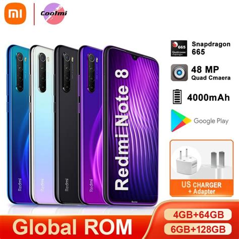 Brand New Xiaomi Cellphone Redmi Note 8 Redmi Note 8สมาร์ทโฟน Snapdragon 665 48mp 4000mah 18w