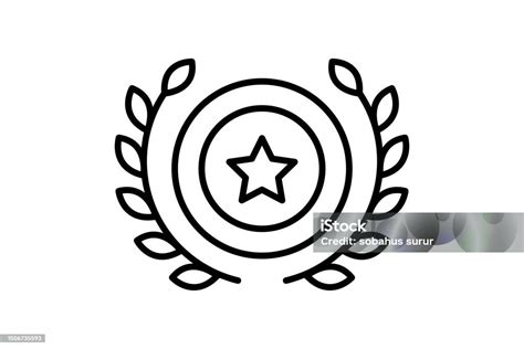 월계관이 있는 메달 아이콘입니다 축하 승자 성공 보상과 관련된 아이콘입니다 선 아이콘 스타일 디자인입니다 간단한 벡터 디자인 편집 가능 Championship에 대한 스톡