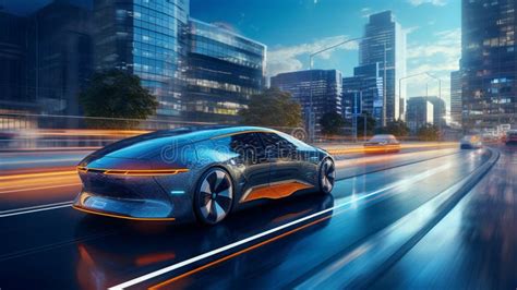 Autonomous Self Driving 3d Car Moving Through City Highway