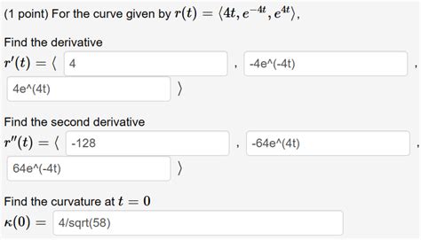 Solved Point For The Curve Given By R T T E T E T Chegg