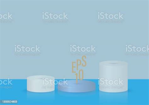 벡터 라운드 연단 받침대 또는 파란색 플랫폼 화장품 프리젠 테이션배경 3d 연단 광고 장소 스톡 벡터 콘테스트 배경의