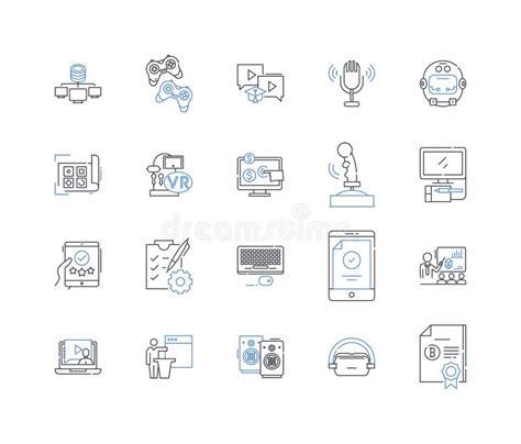 Machine Production Line Icons Collection Automation Assembly