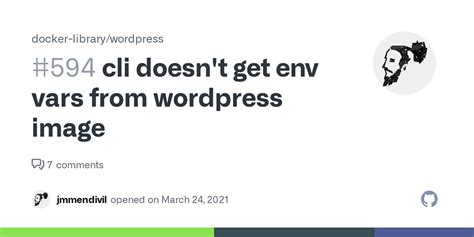 Cli Doesnt Get Env Vars From Wordpress Image · Issue 594 · Docker Librarywordpress · Github