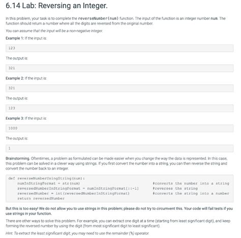Solved 6 14 Lab Reversing An Integer In This Problem Your Chegg
