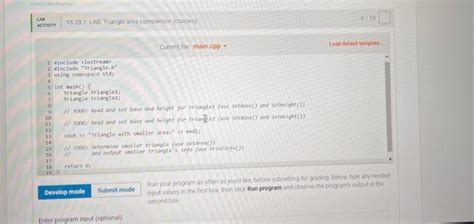 solved 15 28 lab triangle area comparison classes given