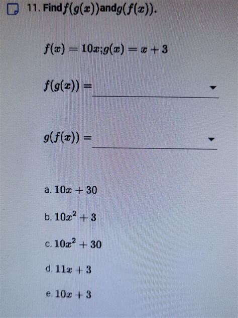 Solved 1 Find F G X And G F X F X 10x G X X 3