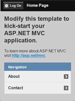 ASP NET MVC 4 New Mobile Web Application Template