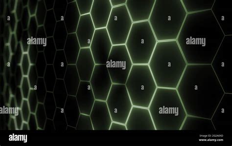 3d Rendering Of Abstract Futuristic Hexagonal Mesh With Light Effects Can Be Used As A