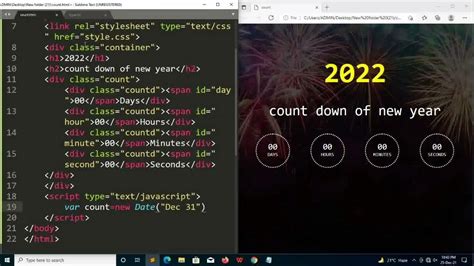 Countdown Timer Using Htm Css And Javascript New Year Count Down Clock 2022 Happpynewyear2022
