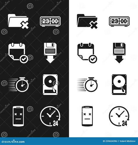 Set Floppy Disk Backup Calendar With Check Mark Delete Folder Retro