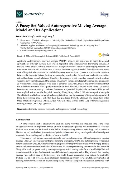 Pdf A Fuzzy Set Valued Autoregressive Moving Average Model And Its Applications