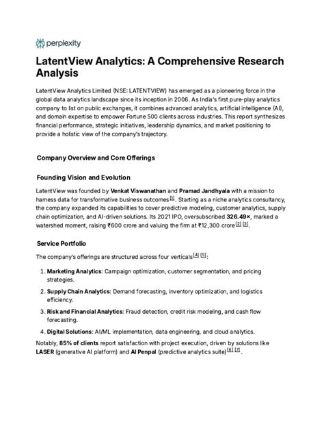 Latentview Analytics A Comprehensive Research Ana Pdf Analytics Artificial Intelligence