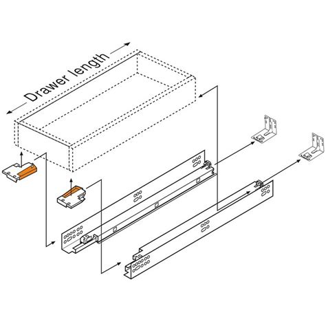Blum 563F5330B 21in Tandem Plus BLUMOTION 563F Full Ext Drawer Slide For 3 4 Drawer