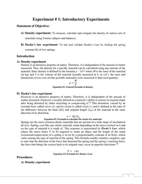 Lab Lab Report Experiment Introductory Experiments Statement Of Objective A