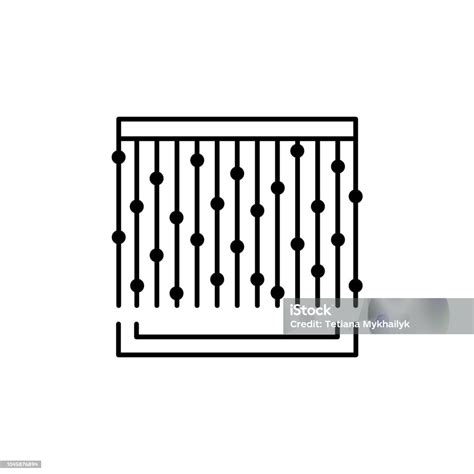 구슬 스레드 커튼의 벡터 그림입니다 문자열 창 그늘의 선 아이콘입니다 흰색 배경에 고립 실 봉제 제품에 대한 스톡 벡터 아트 및 기타 이미지 실 봉제 제품 아이콘