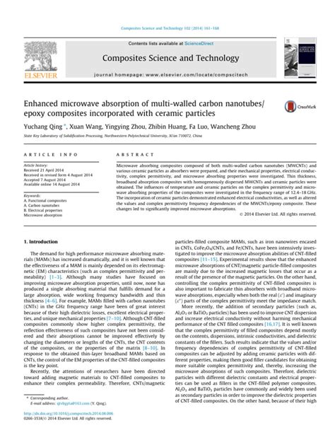 Enhanced Microwave Absorption Of Multi Walled Carbon Na2014composites