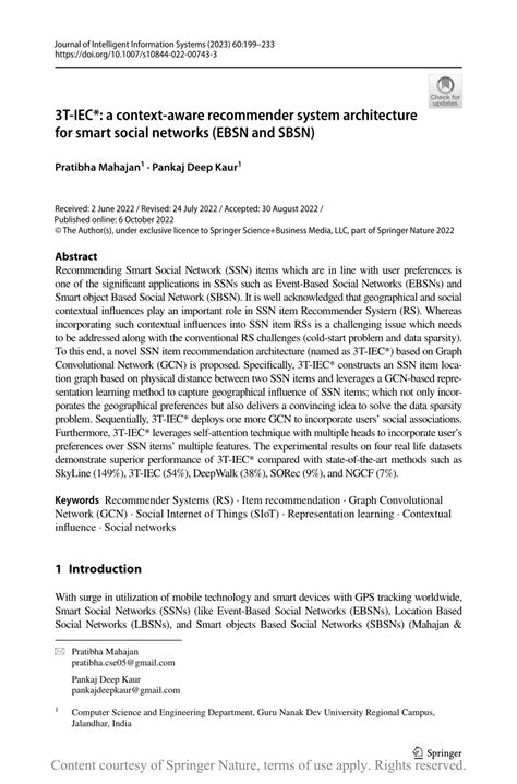 3t Iec A Context Aware Recommender System Architecture For Smart Social Networks Ebsn And