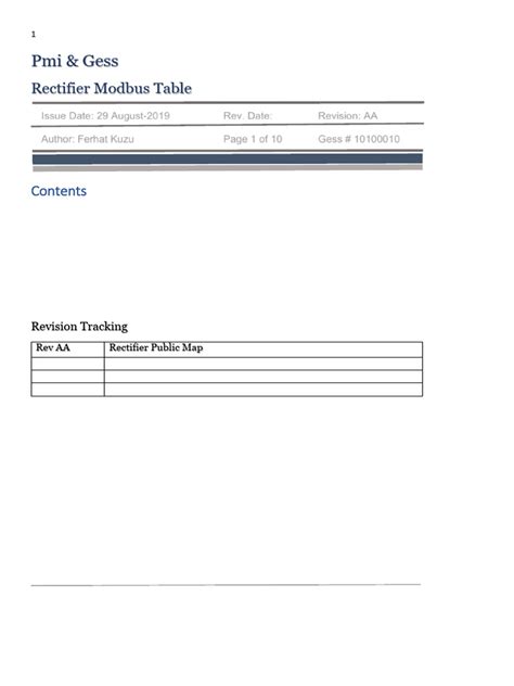 Rectifier Modbus Table New Pdf Rectifier Manufactured Goods