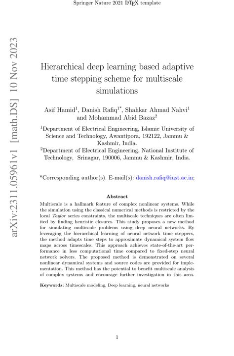 Pdf Hierarchical Deep Learning Based Adaptive Time Stepping Scheme