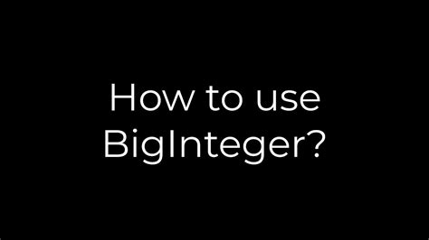 Java How To Use Biginteger5solution Youtube