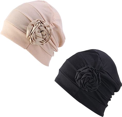 Copbopwn 2pcs Cotton Chemo Turbans Headwear Beanie Hat Cap For Women