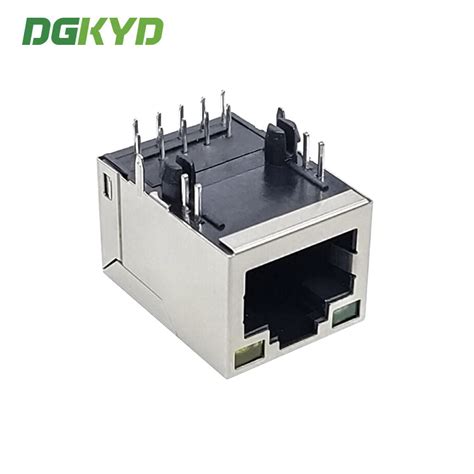 Dgkyd211q104cd2a4dz Gigabit Single Port Cat6 Ethernet Connector Led 10p8c Rj45 Modular Jack Pcb Jack