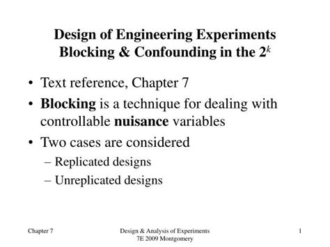 Ppt Design Of Engineering Experiments Blocking And Confounding In The 2