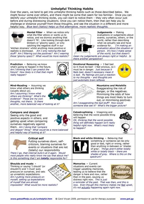Cognitive Thinking Errors Worksheets Workssheet List