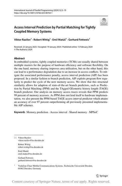 pdf access interval prediction by partial matching for tightly
