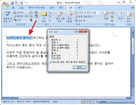 워드 글자수 세기 Ms Word