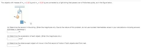 Solved Two Objects With Masses Of My 2 10 Kg And M2 5 10
