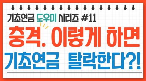 중요 전세 자가 기초연금을 받으려면 어떤 것이 유리할까 핵심정리 콕콕 Youtube