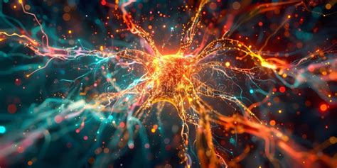 Abstract Digital Ai Interface With Colorful Energy Pulsating Through Neural Connections Concept