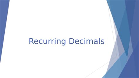 Recurring Decimals Lesson Teaching Resources