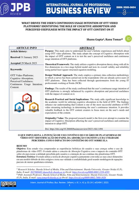 Pdf What Drives The Users Continuous Usage Intention Of Ott Video