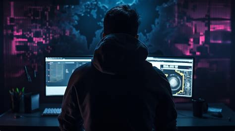 Premium Photo Back View On The Male Software Developer In Hoodie