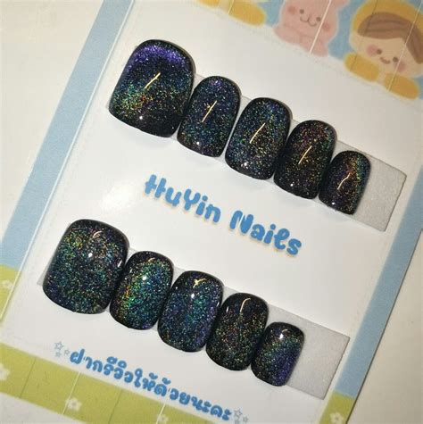 เล็บปลอม เล็บเจล เล็บมือ ลูกแก้ว โฮโลแกรม แถมฟรี กาว ตะไบ Huyin Nails6365 Thaipick