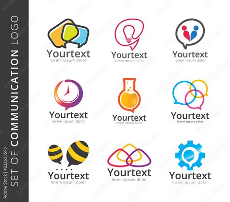 Vetor De Communication Logo Collection Set Of Chatting Or Discussion