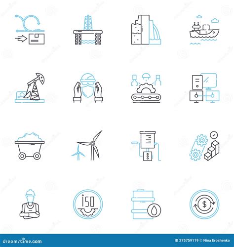 Production Linear Icons Set Manufacturing Assembly Fabrication Construction Creation