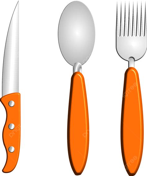 주황색 손잡이가 있는 주방 용품 나이프 스푼과 포크 주방 용품 칼 숟가락 Png 일러스트 및 벡터 에 대한 무료 다운로드 Pngtree