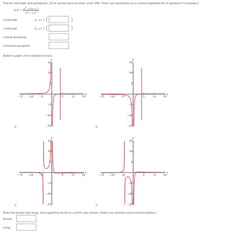Solved Find The Intercepts And Asymptotes If An Answer
