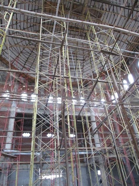 Construction Site With Scaffolding In A Building Of A Mosque Stock