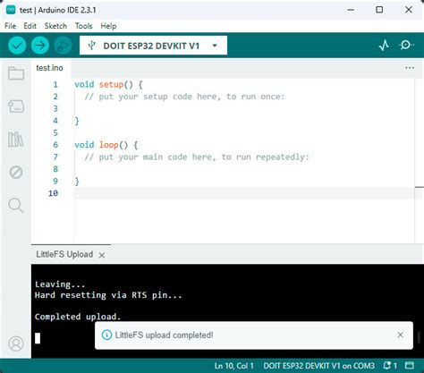 Руководство по загрузке файлов в littlefs на esp32 с помощью arduino